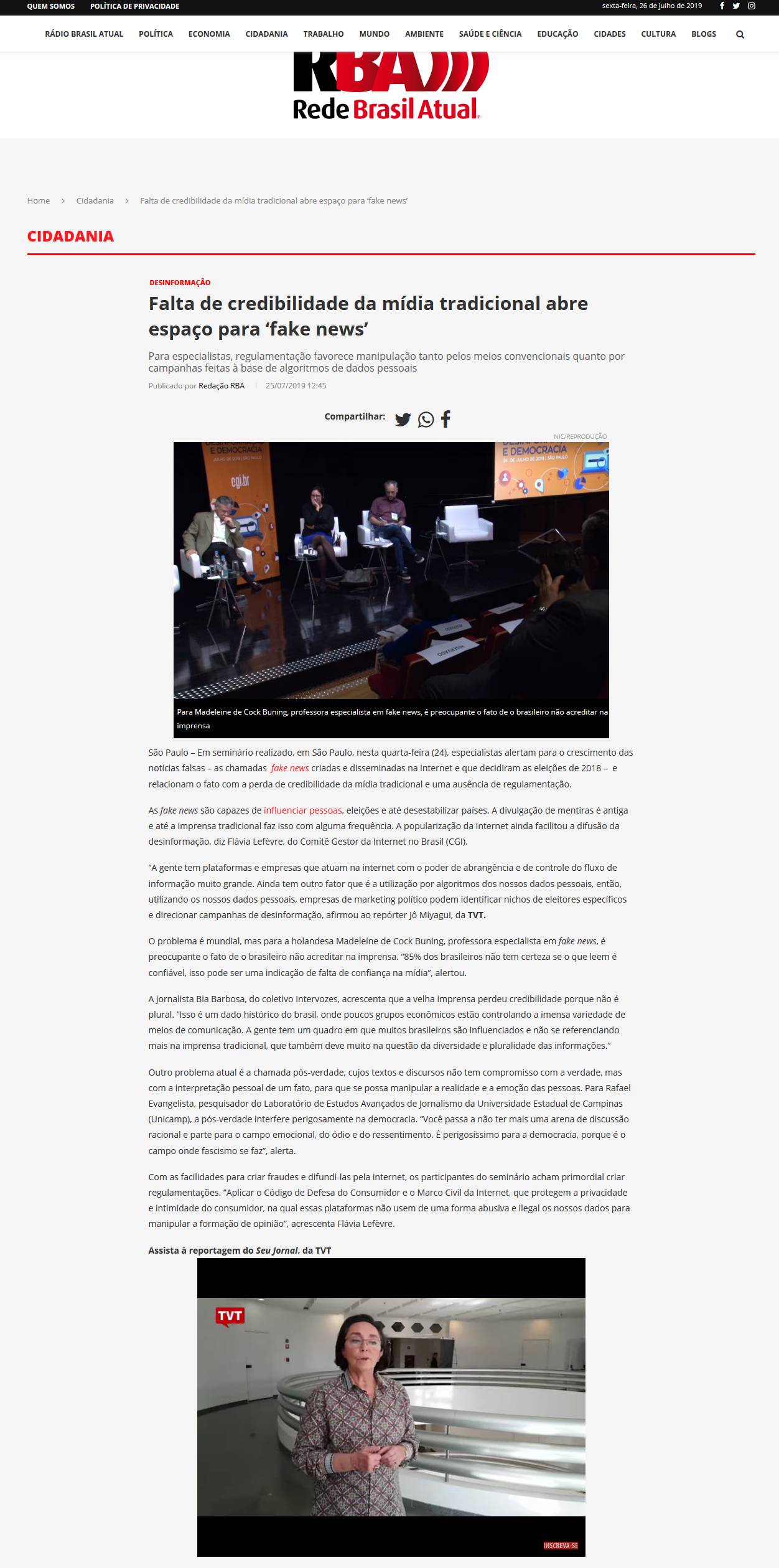 NIC.br - Na Mídia - Falta de credibilidade da mídia tradicional abre ... NIC.br - Na Mídia - Falta de credibilidade da mídia tradicional abre ...