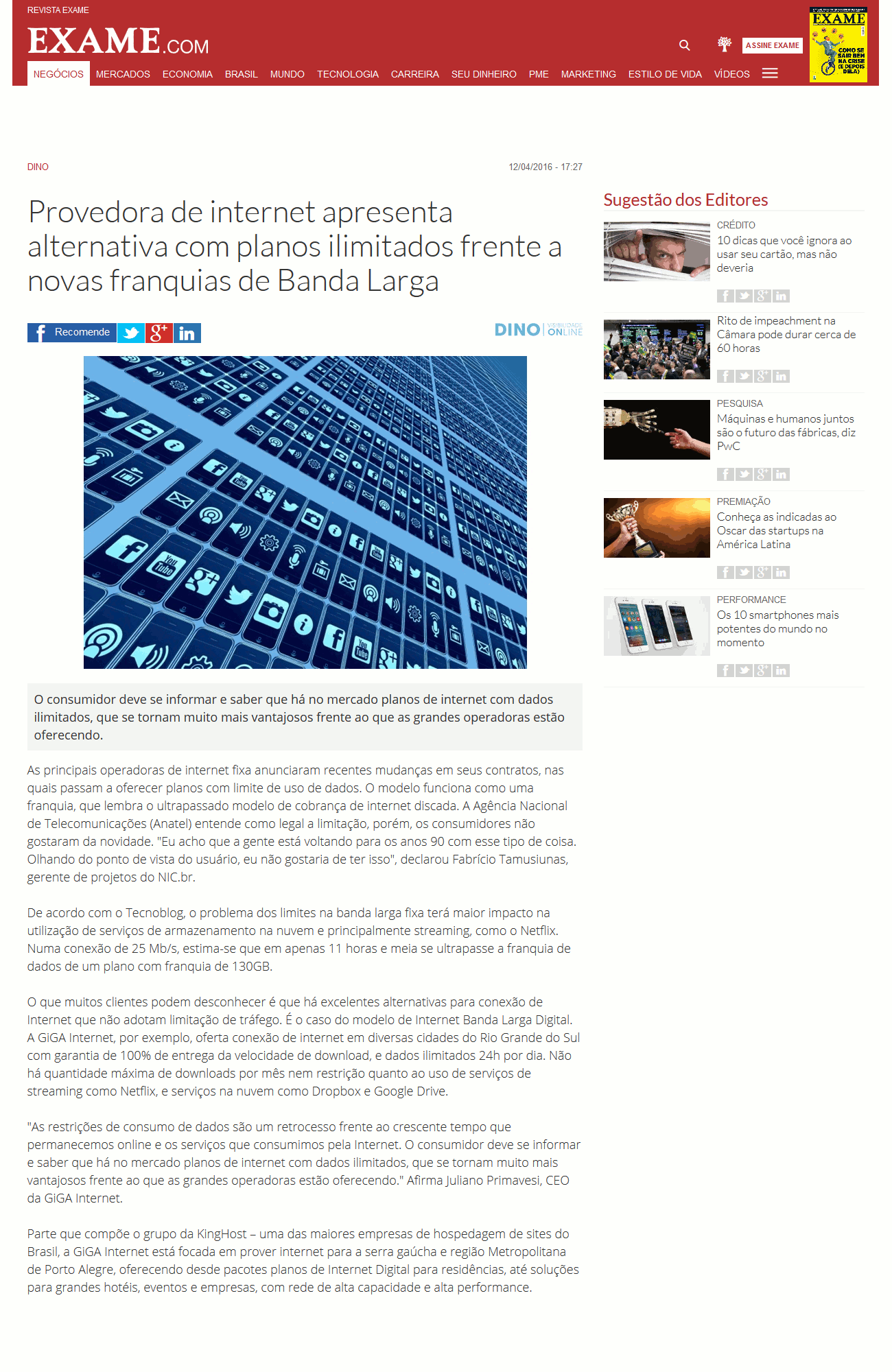 NIC.br - Na Mídia - Provedora de internet apresenta alternativa com ...
