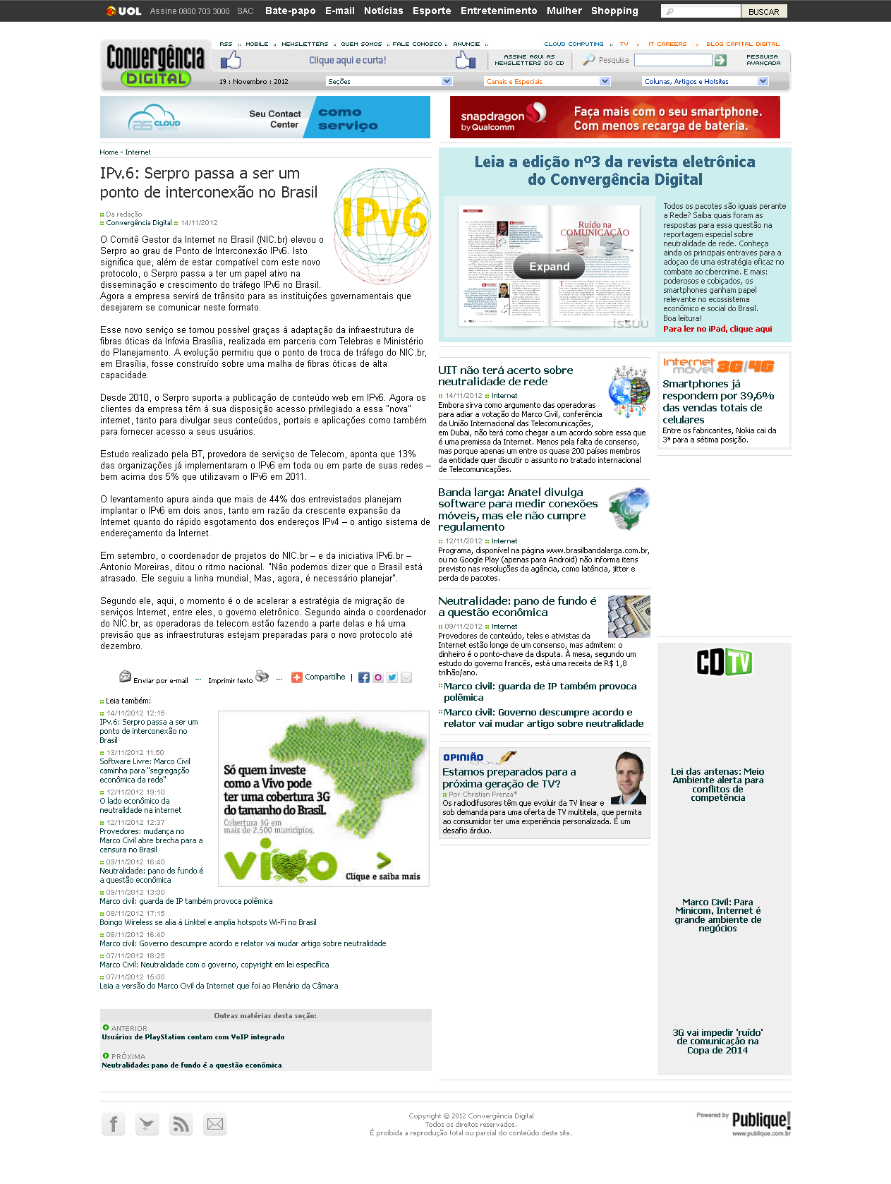 NIC.br - Na Mídia - IPv.6: Serpro passa a ser um ponto de interconexão ...